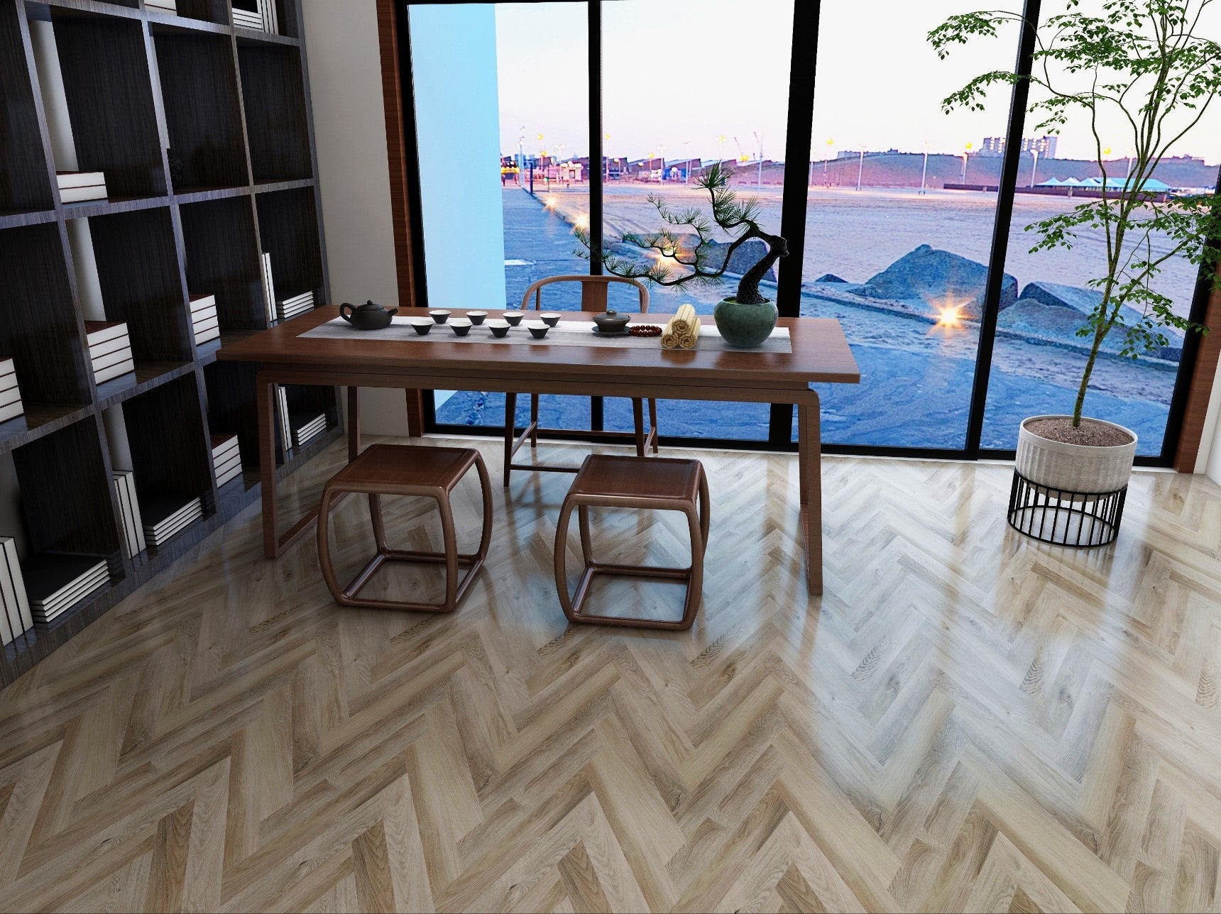 Cyrus Floors- Herringbone Athens Collection - Sand Castle; YaleTown Floor