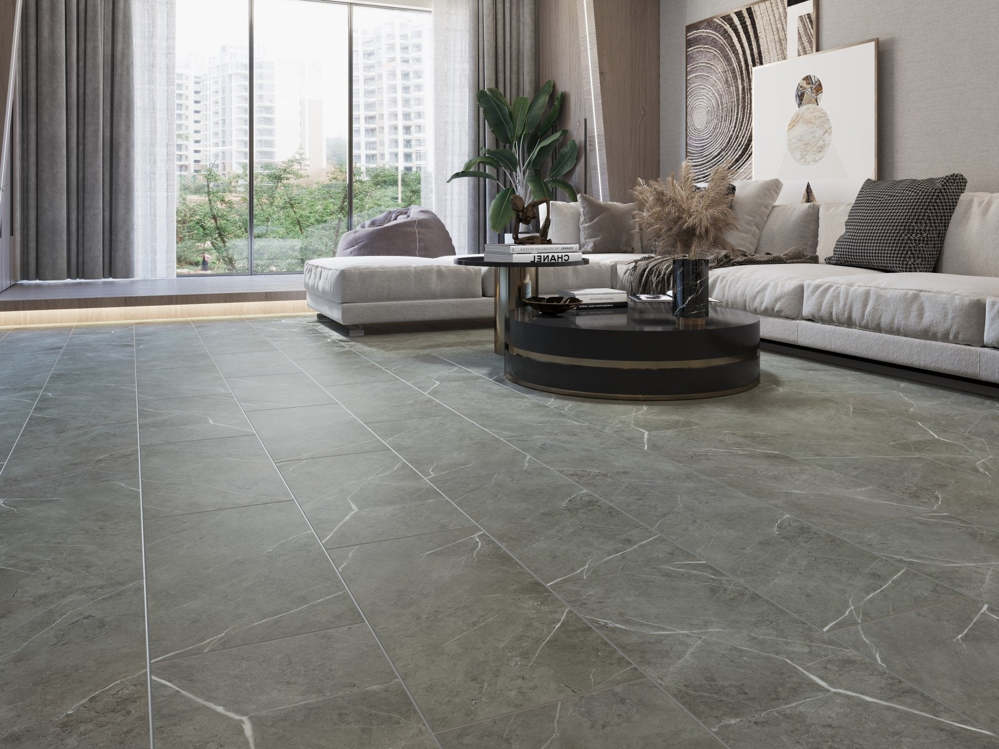 Floor tek Butchart Collection SPC Tile Topaz Vinyl, 12" W x 24" L x 0.5 ...